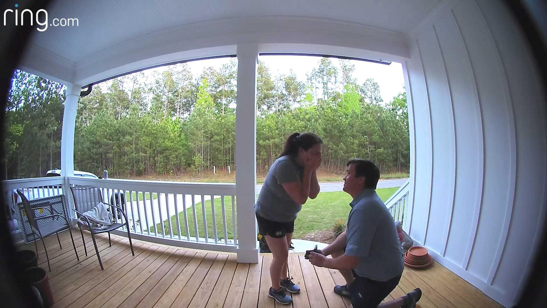 Surprise Porch Proposal & Baby Blows Kiss To Mom - The Ring Blog